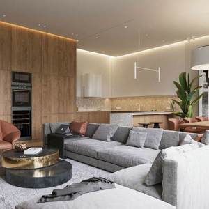 MOSCOW RUSSIA 200m2 home design Wood and marble texture fusion ...