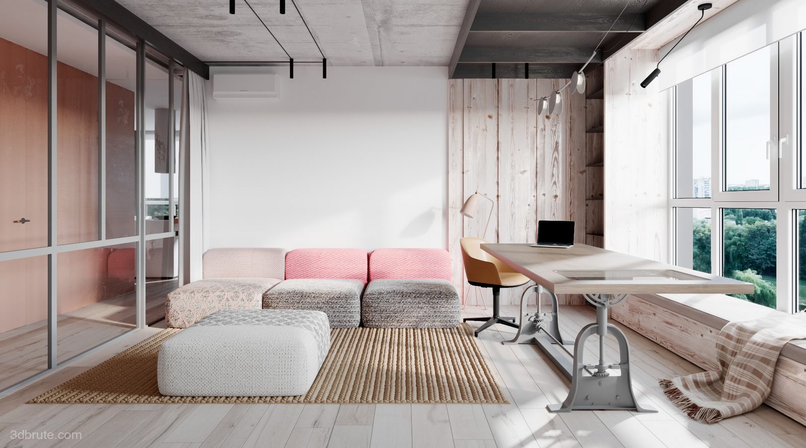 Calm and soft tones-exquisite Nordic apartment idea 3dbrute