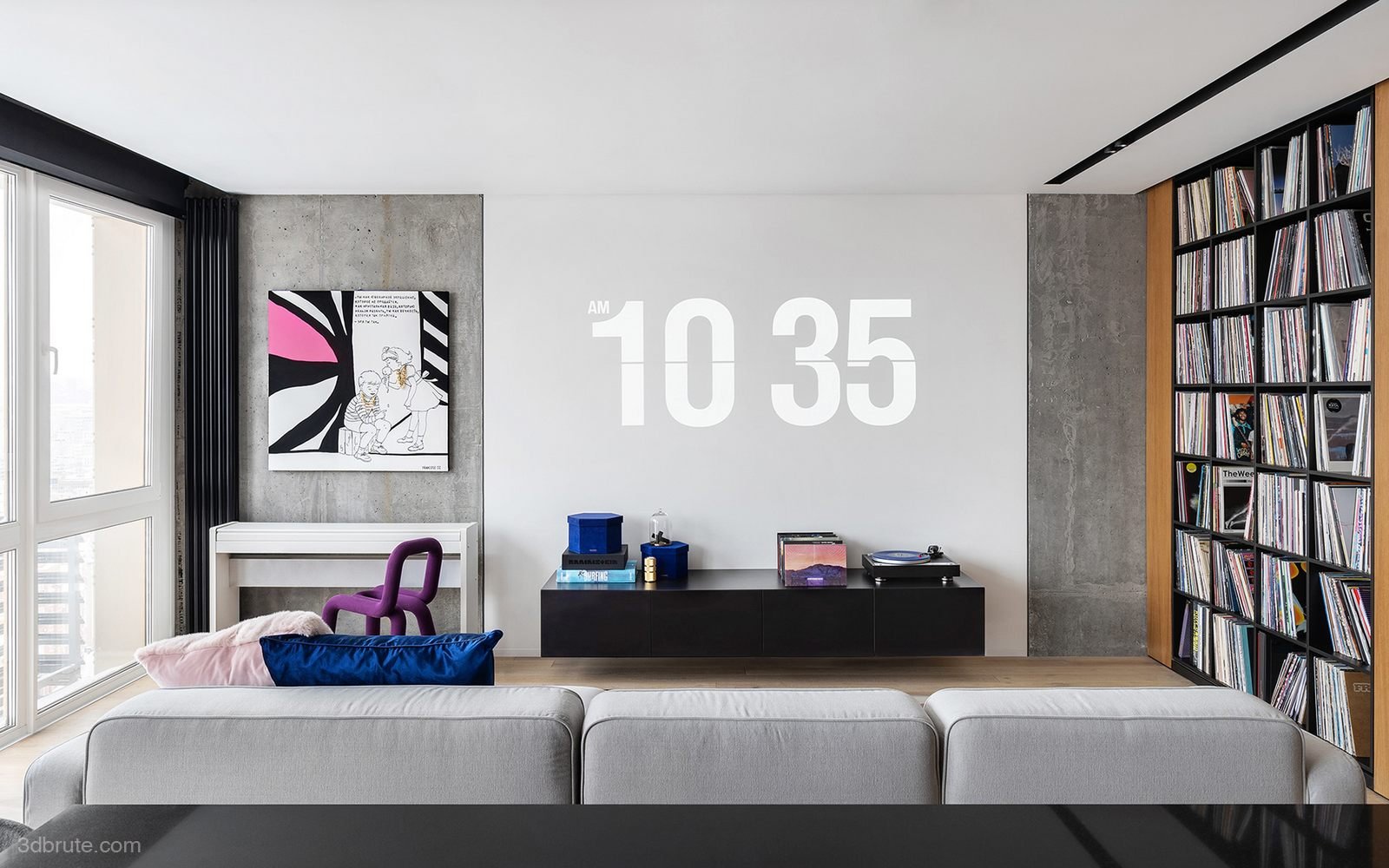Ukraine 92m2-Cool and warm light sense Nordic residence idea 3dbrute