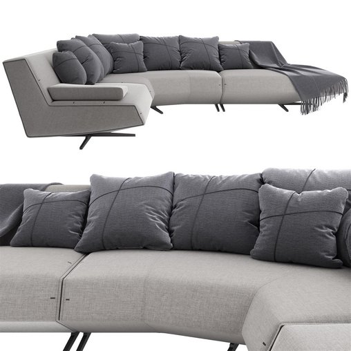 sofa poliform modern fabric livingroom - 3dbrute -Download free -3d Model furniture