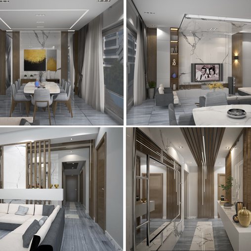 modern home reception with dinning - 3dbrute : 3dmodel furniture and decor