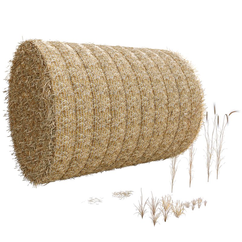 HQ Grass Round Hay Bale Farm Ground 3d model Buy Download 3dbrute