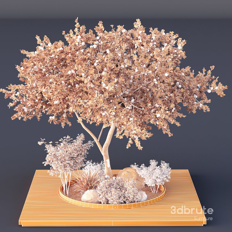HQ Tree and bush garden box outdoor VOL 01 3d model Buy Download 3dbrute