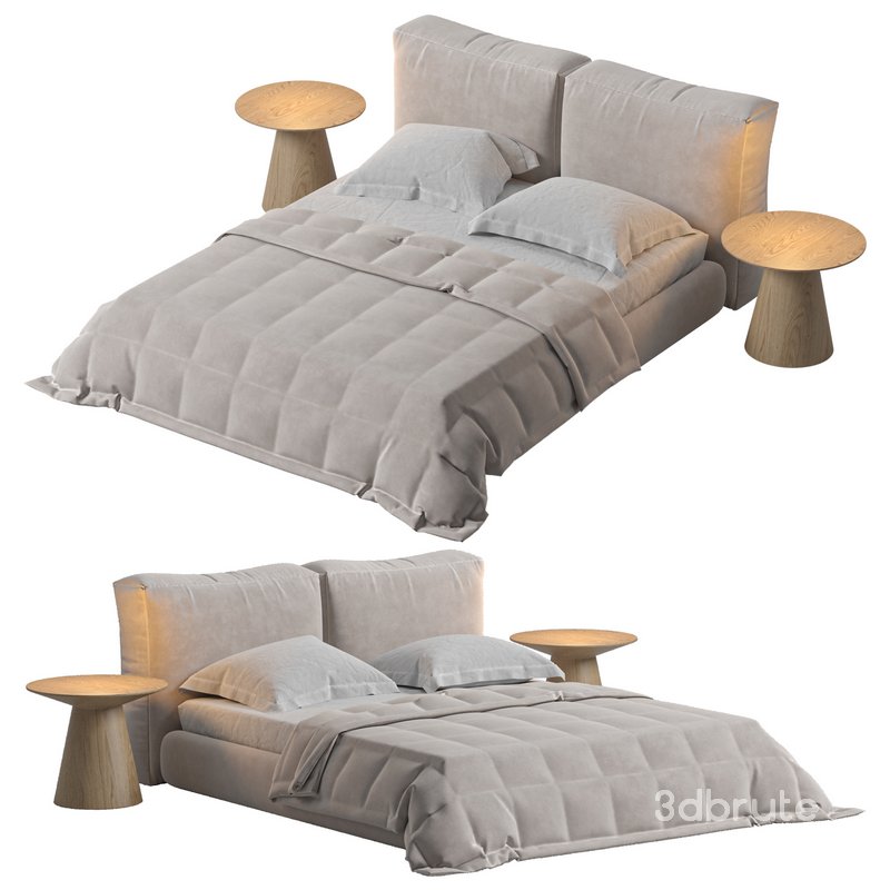 Amos Boucle White Contemporary Rectangular Head Board Bed 3d model Buy ...