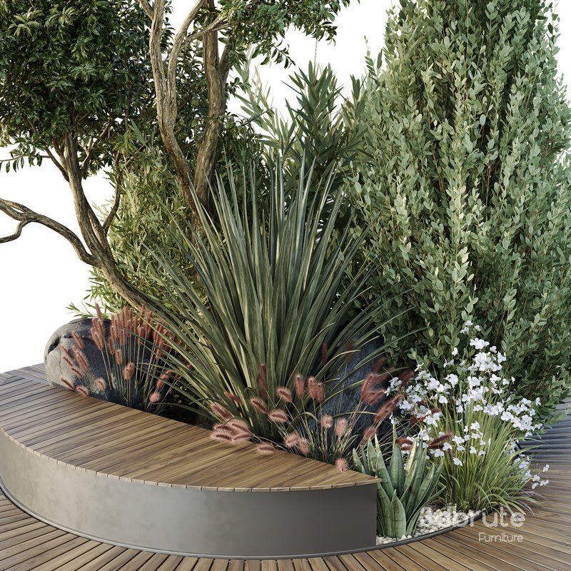 HQ Urban environment set of green plant benches 03 3d model Buy ...
