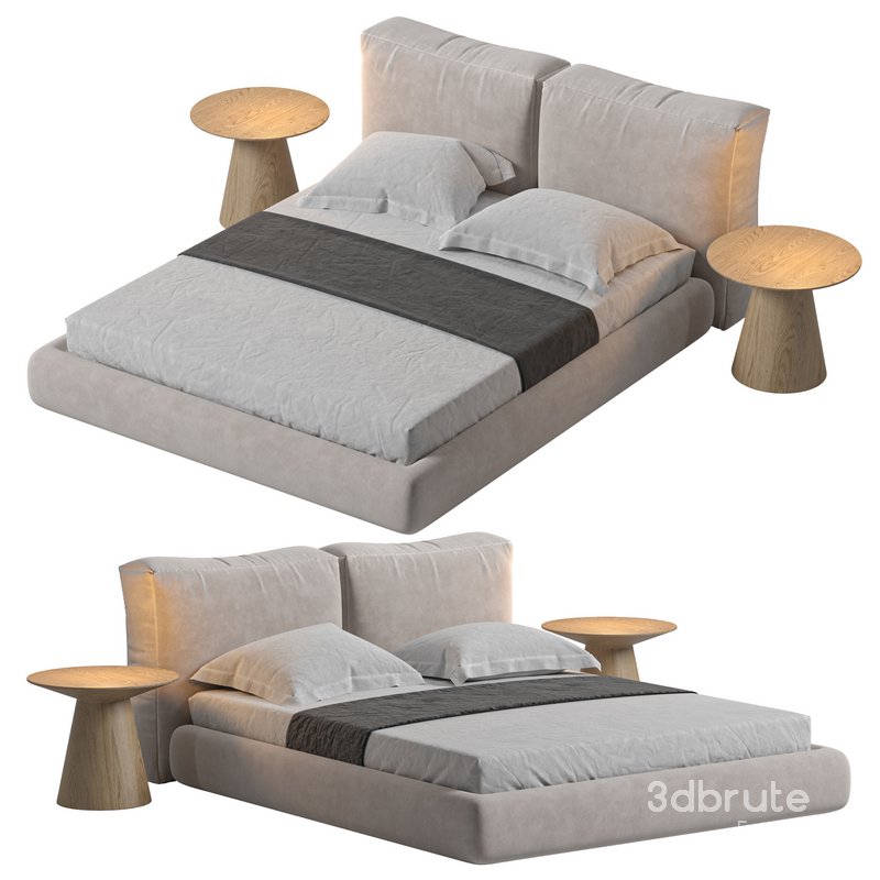 Amos Boucle White Contemporary Rectangular Head Board Bed 3d model Buy ...