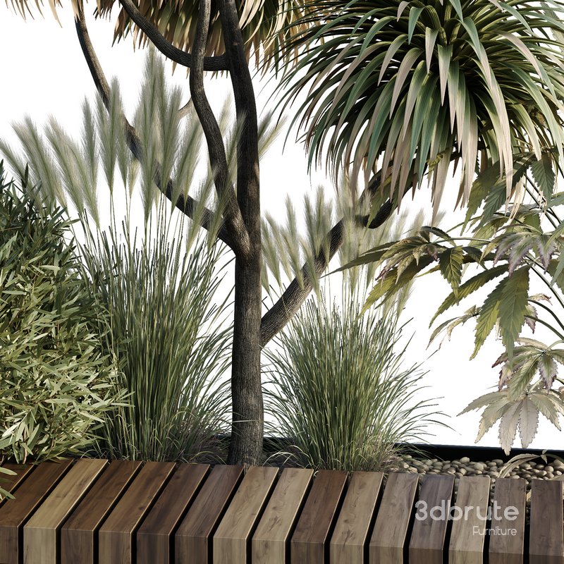 HQ Urban environment set of green plant benches 01 - 3dbrute : 3dmodel ...