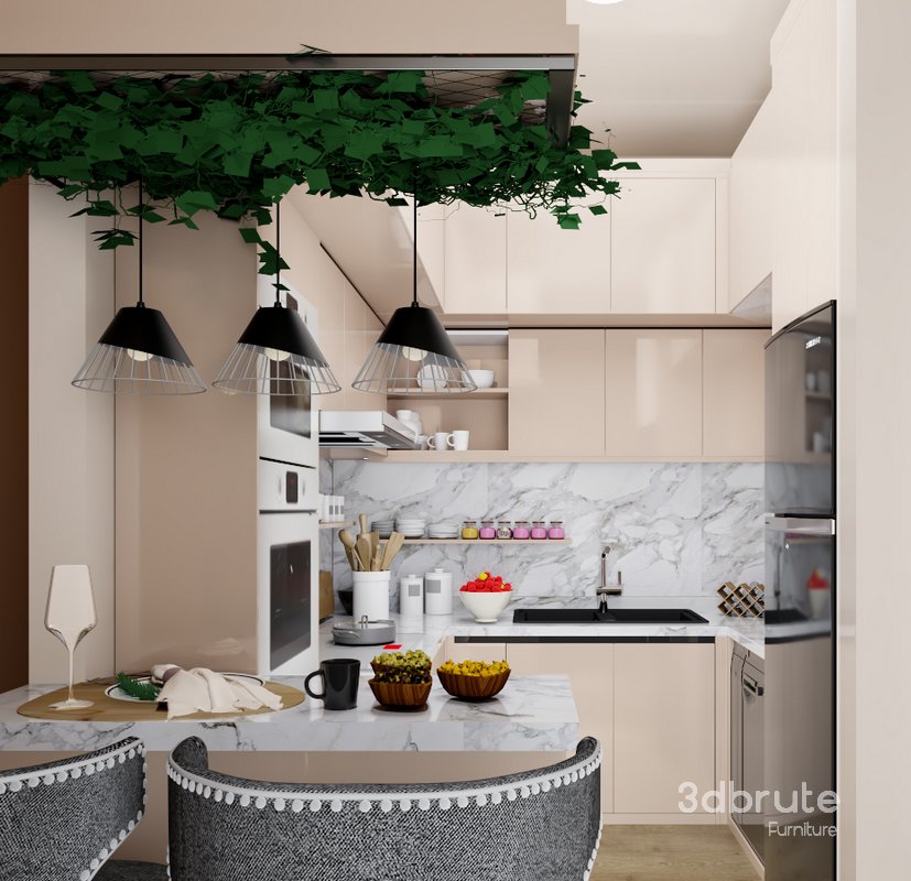Small Kitchen 3d model Buy Download 3dbrute