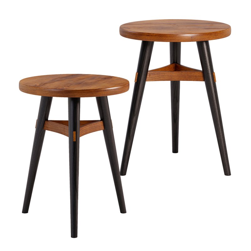 3 Leg Stool with Curved Stretchers - Chairs 3d model Buy Download 3dbrute