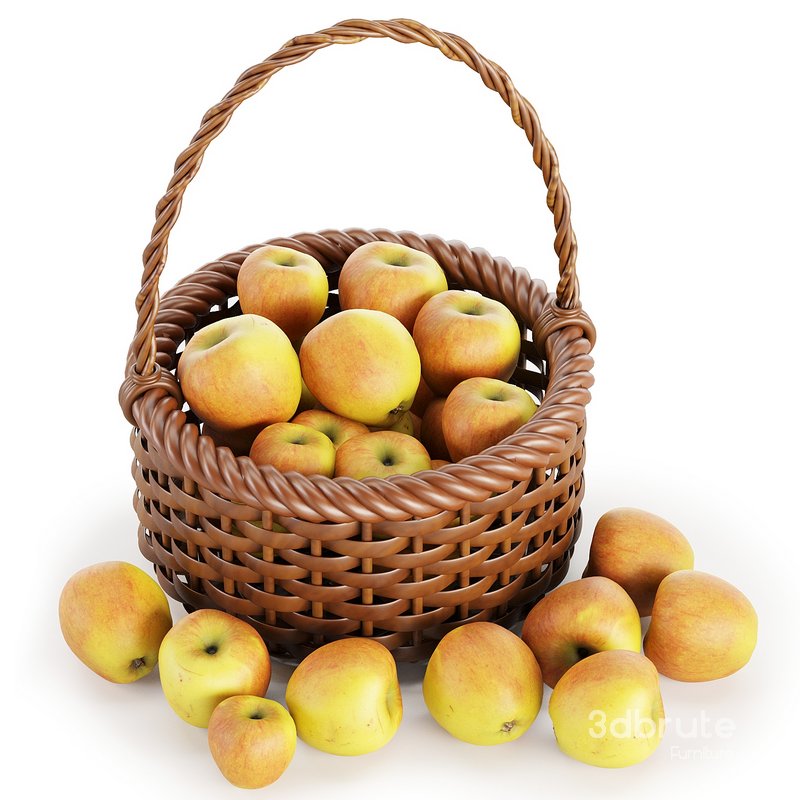 Basket Apples 3d model Buy Download 3dbrute