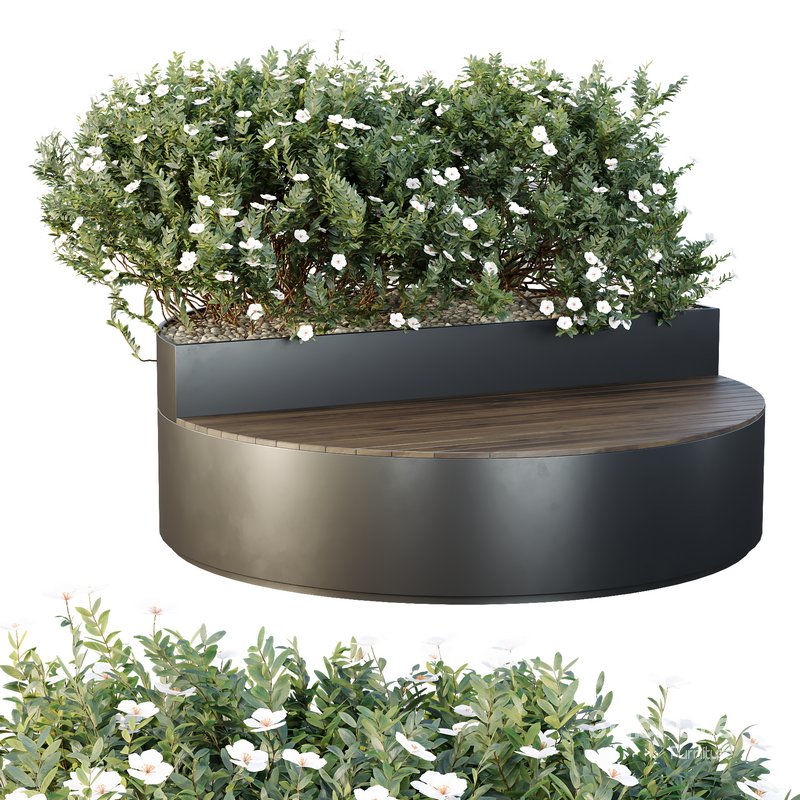 HQ Urban environment set of green plant benches 07 - 3dbrute : 3dmodel ...