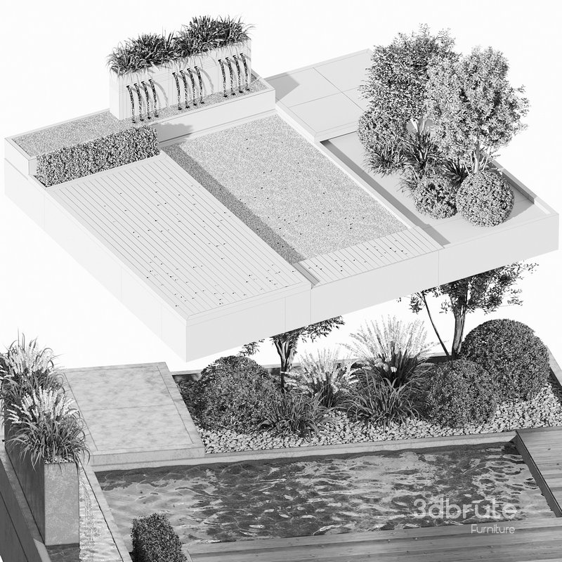 Backyard and Landscape with Pool 14 3d model Buy Download 3dbrute