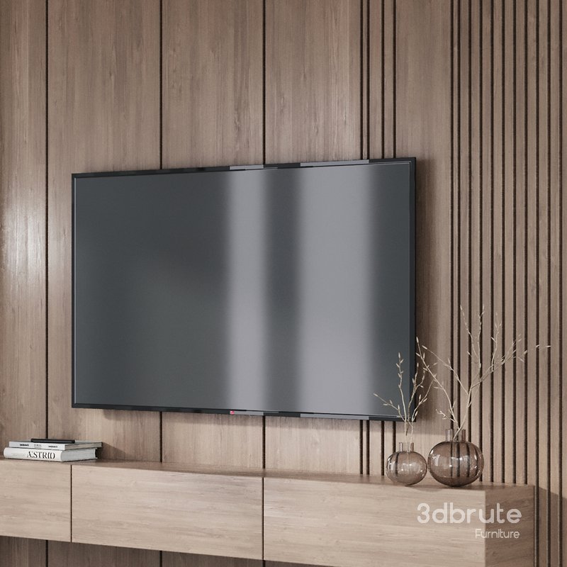 TV wall decor set4 3d model Buy Download 3dbrute
