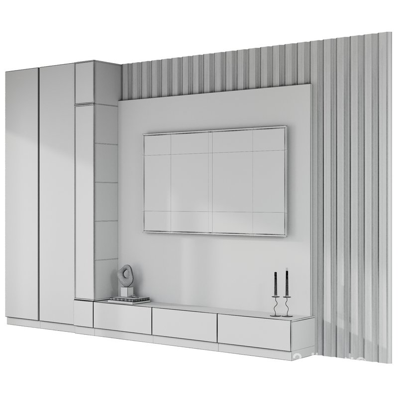 TV wall decor set5 3d model Buy Download 3dbrute