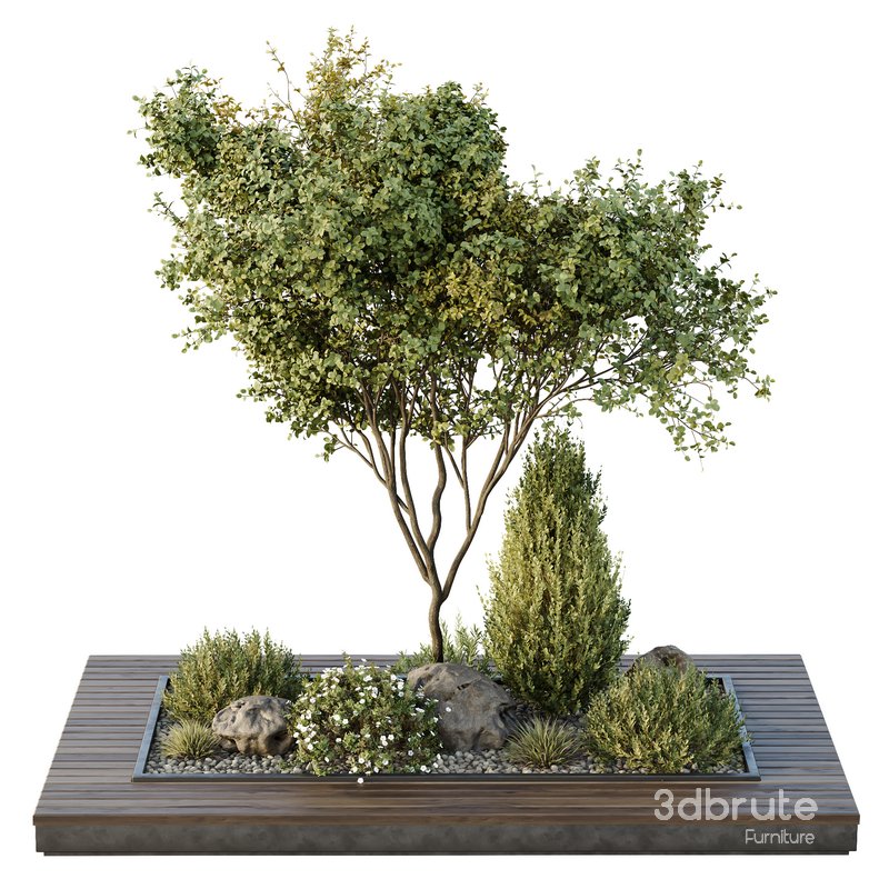 HQ Tree and bush garden box outdoor VOL 43 3d model Buy Download 3dbrute