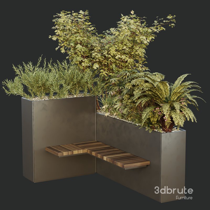 HQ Urban environment set of green plant benches 18 3d model Buy ...