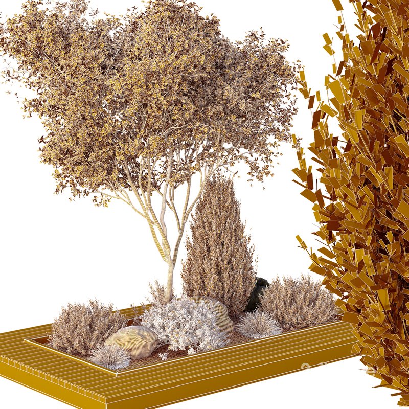 HQ Tree and bush garden box outdoor VOL 43 3d model Buy Download 3dbrute