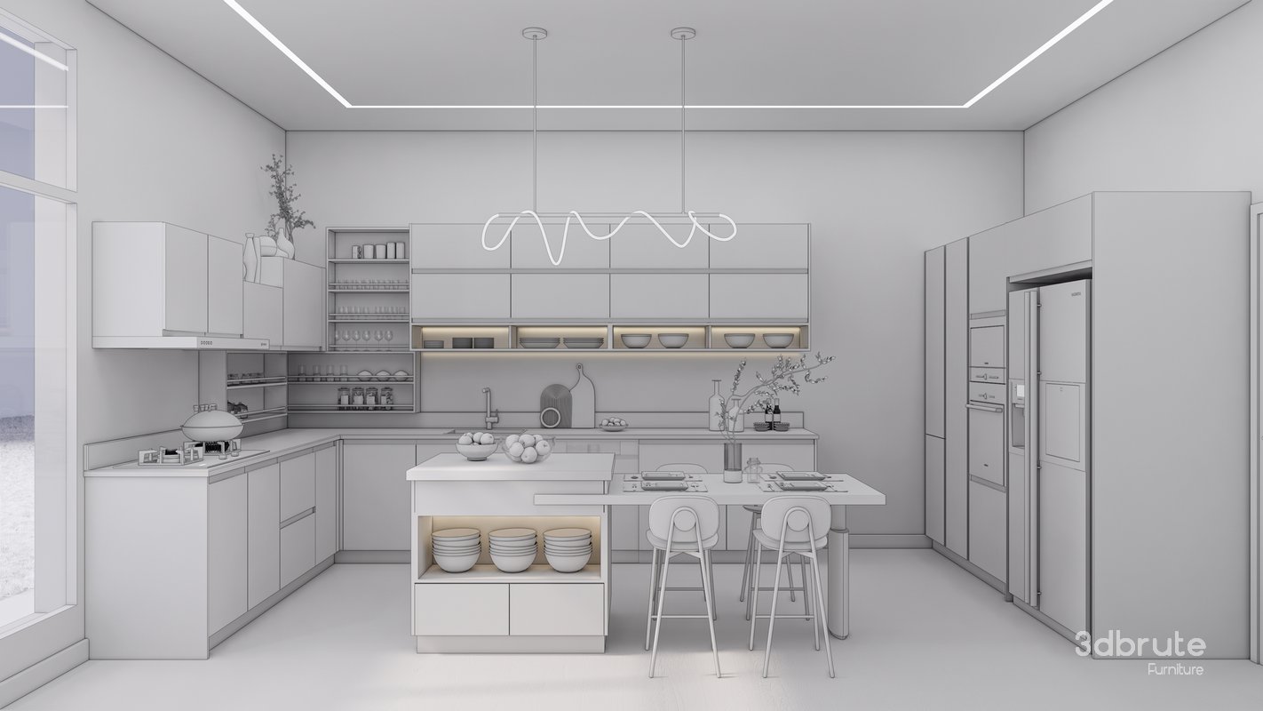 Kitchen Advanced Modeling scene 3d model Buy Download 3dbrute