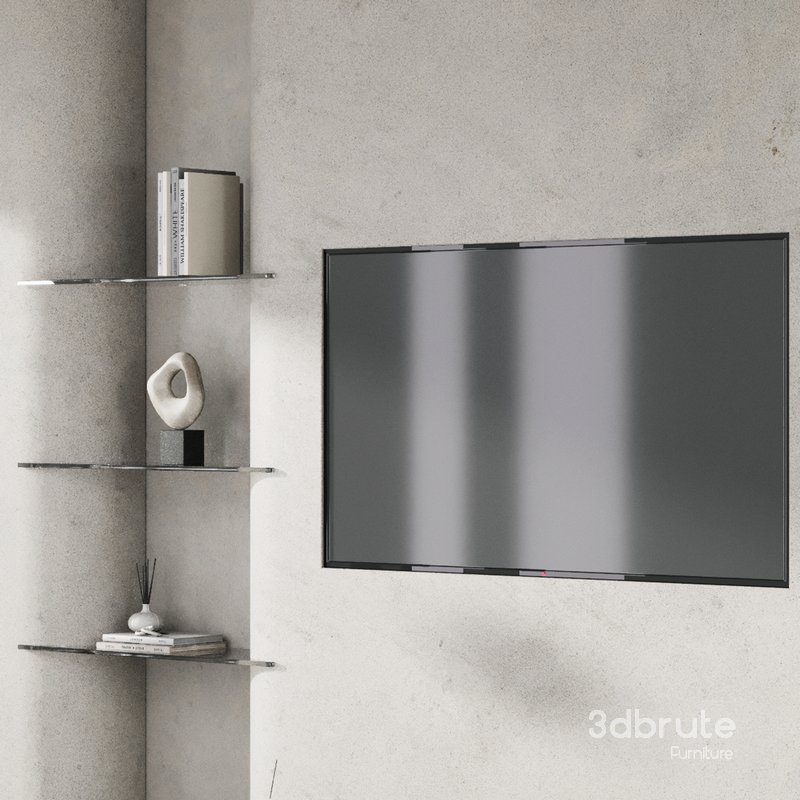 TV wall decor set6 3d model Buy Download 3dbrute