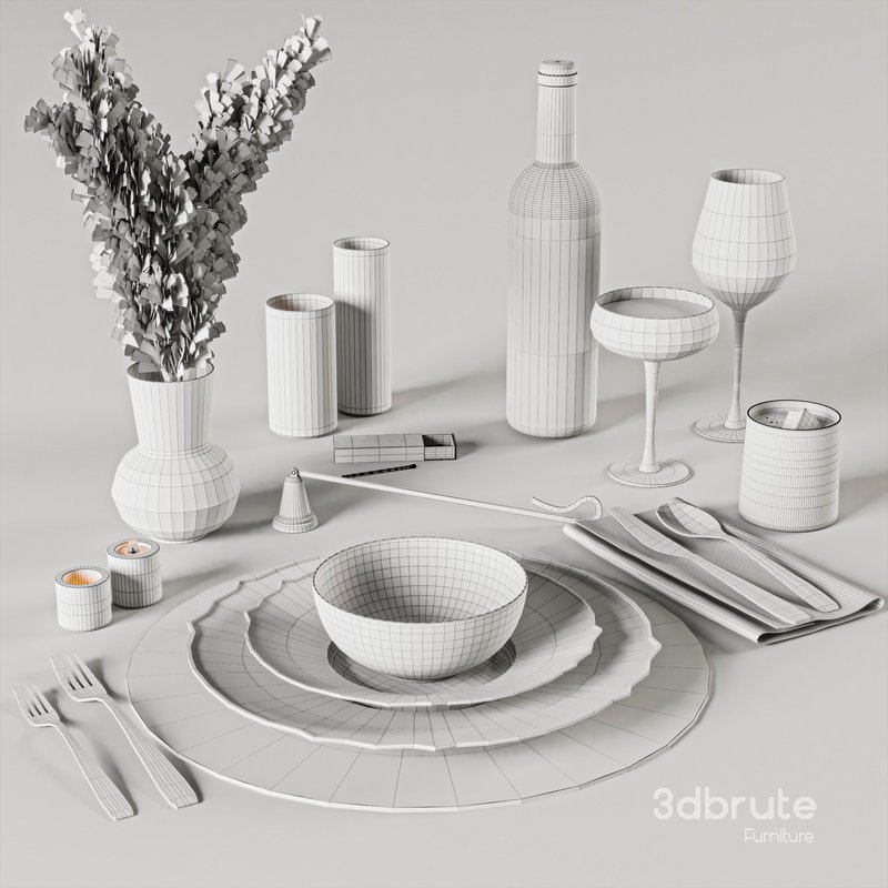 Tableware 3d model Buy Download 3dbrute