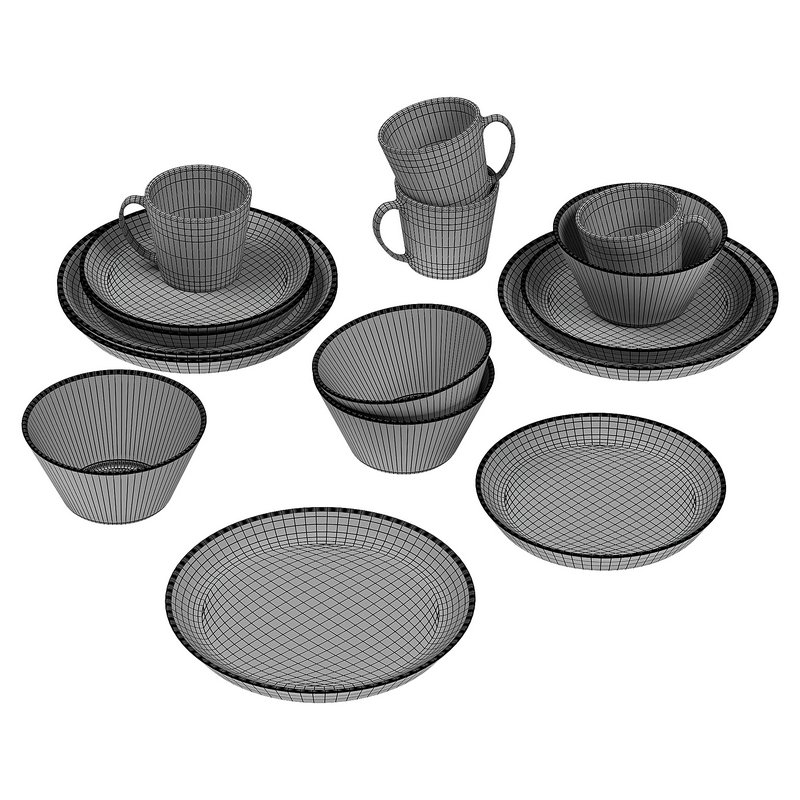 Larkin Reactive Glaze Stoneware Dinnerware Set 3d model Buy Download 3dbrute