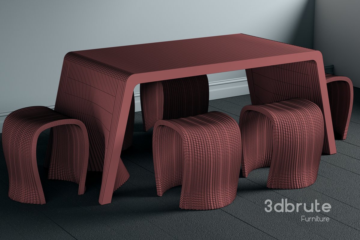 parametric dining table 02 3d model Buy Download 3dbrute
