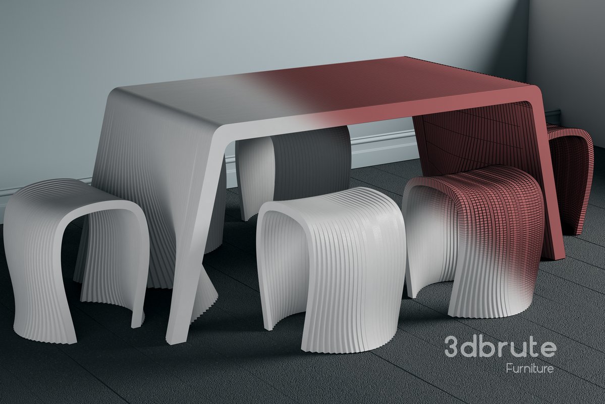 parametric dining table 02 3d model Buy Download 3dbrute