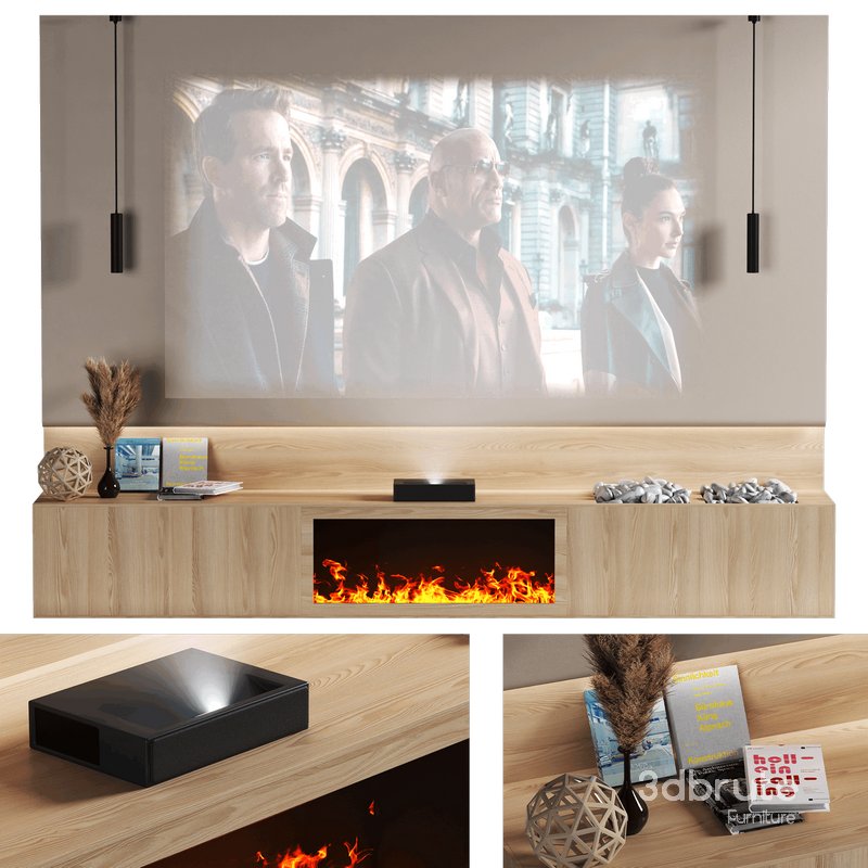 TV wall with laser projector Xiaomi 3d model Buy Download 3dbrute