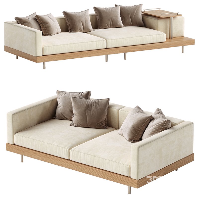 Japandi XXL Wooden Sofa 01 3d model Buy Download 3dbrute