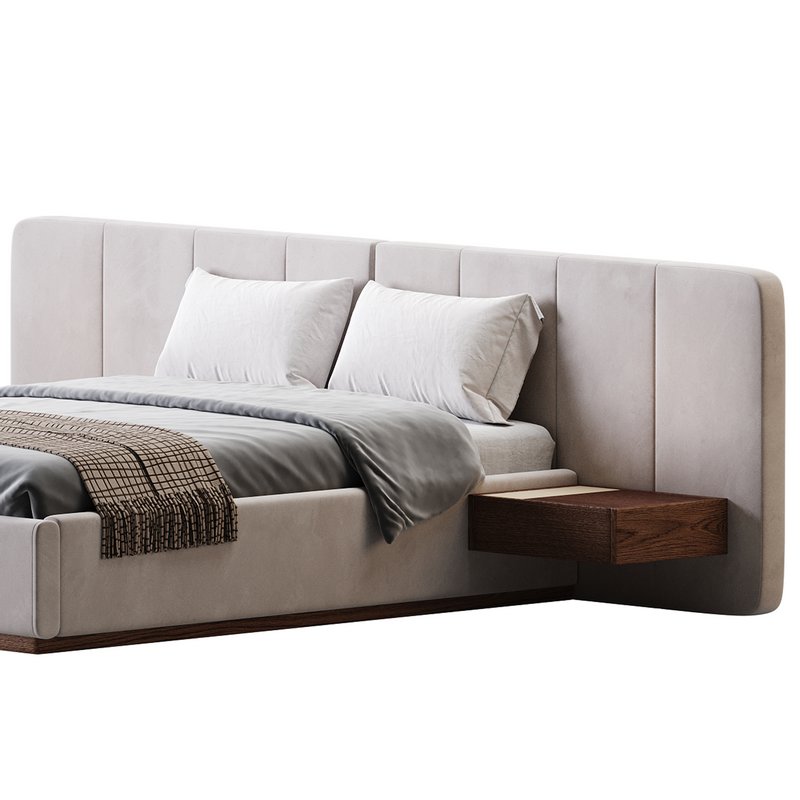 Batten White Oak King Plinth-Base Storage bed 3d model Buy Download 3dbrute