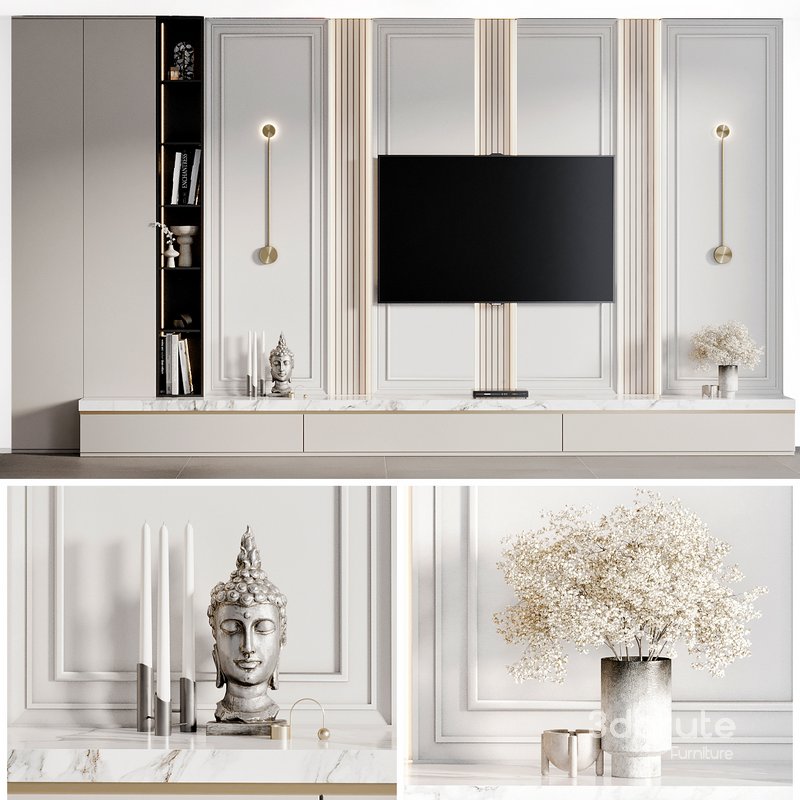 TV WALL 54 3d model Buy Download 3dbrute
