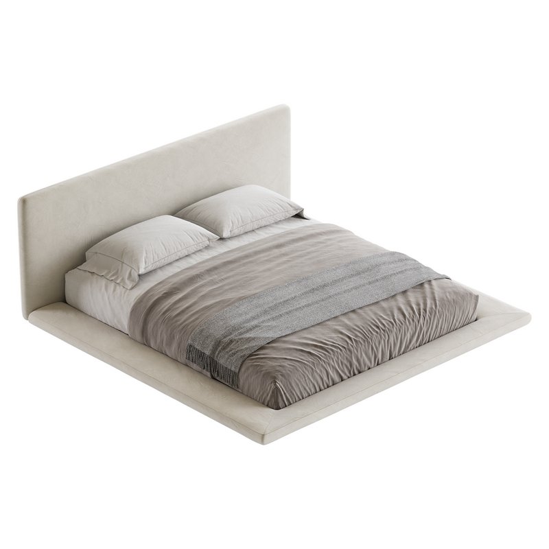 Cesar Suede Fabric Contemporary Minimalist Bed 3d model Buy Download ...