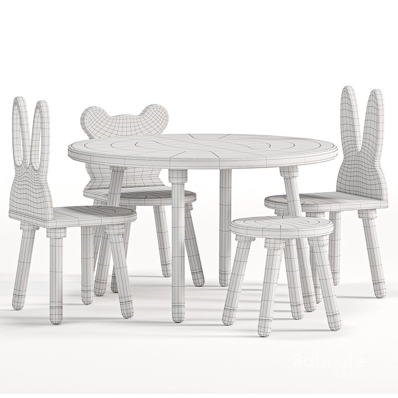 Children's table and chair set 3d model Buy Download 3dbrute
