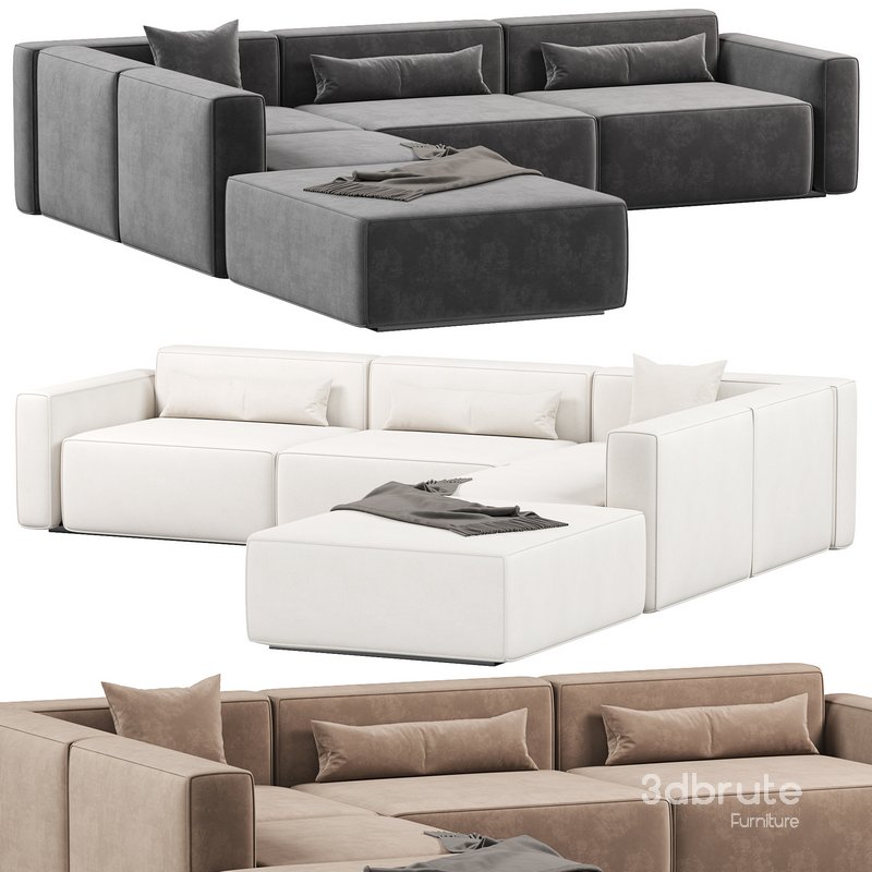 Mix Modular 5 Piece Sectional Sofa 3d model Buy Download 3dbrute
