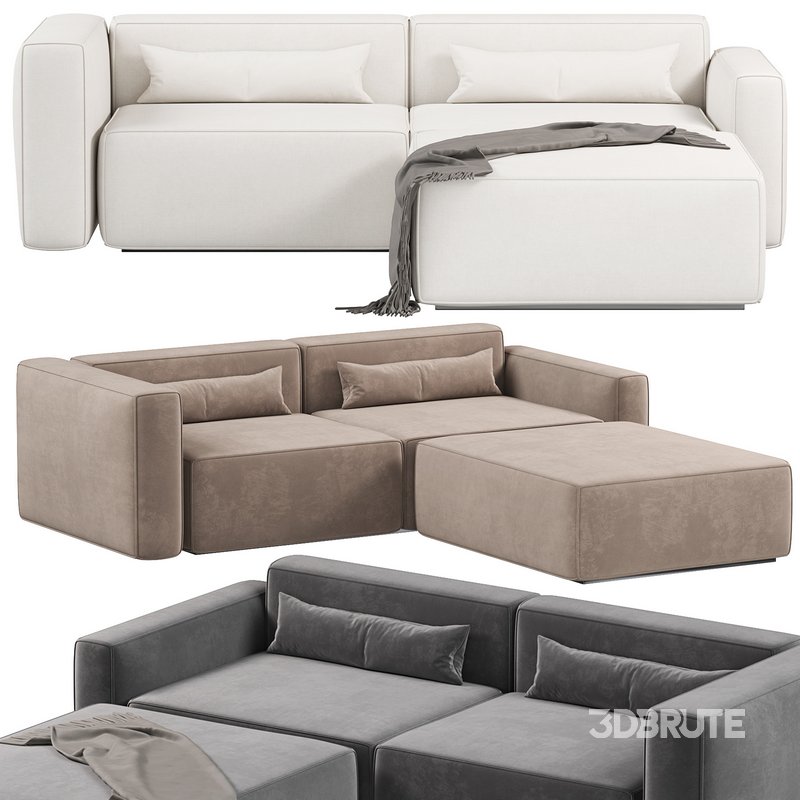 Mix Modular 3 PC Sectional 3d model Buy Download 3dbrute