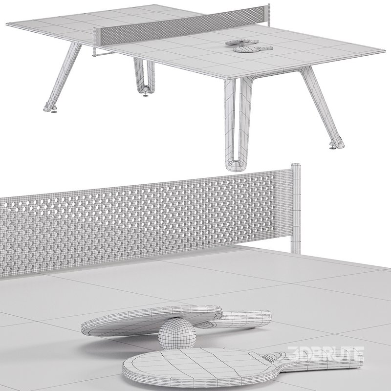 Lungolinea Wood Tennis table by Impatia 3d model Buy Download 3dbrute