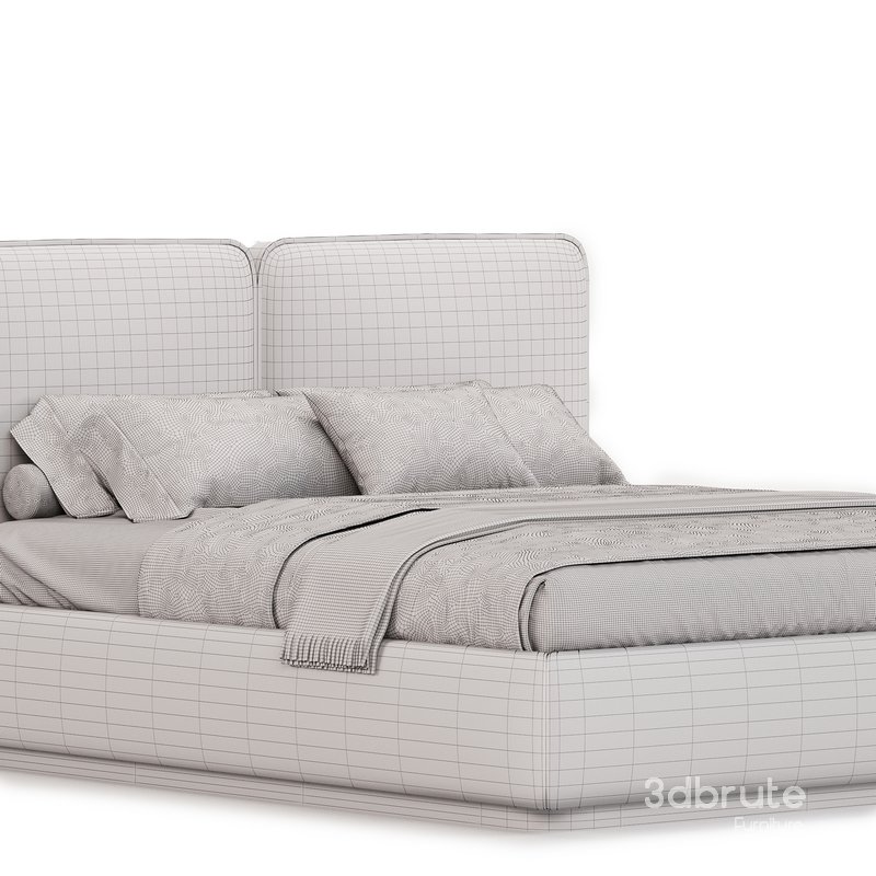 Gem Upholstered King Queen Bed 3d model Buy Download 3dbrute