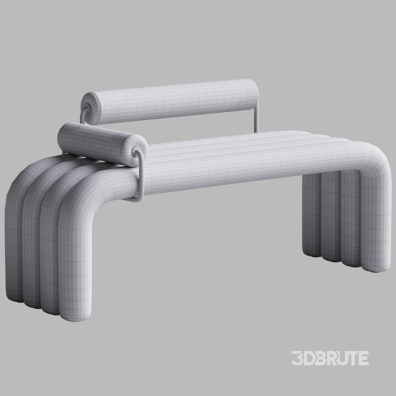 Modern Brown Line Tufted Bench Velvet 3d model Buy Download 3dbrute