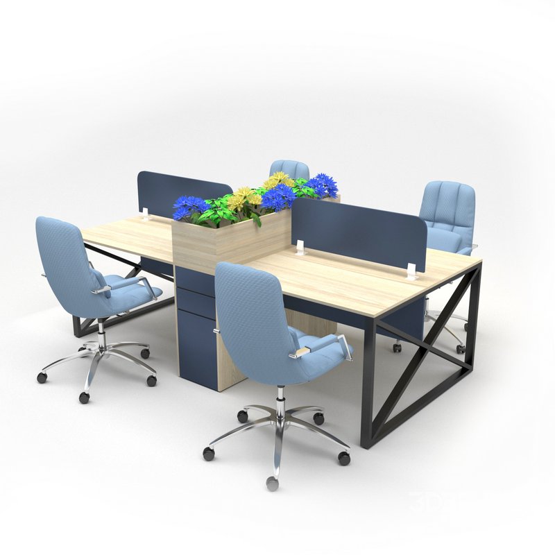 Workstation for 4 people 3d model Buy Download 3dbrute