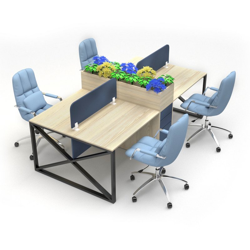 Workstation for 4 people 3d model Buy Download 3dbrute