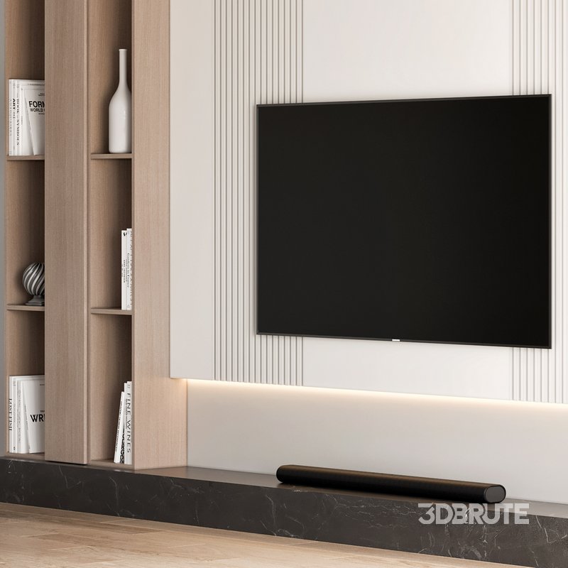 TV Wall 41 3d model Buy Download 3dbrute