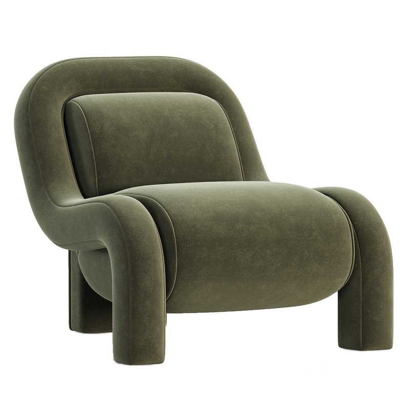 Ellis Chair, Mohair Pewter 3d model Buy Download 3dbrute
