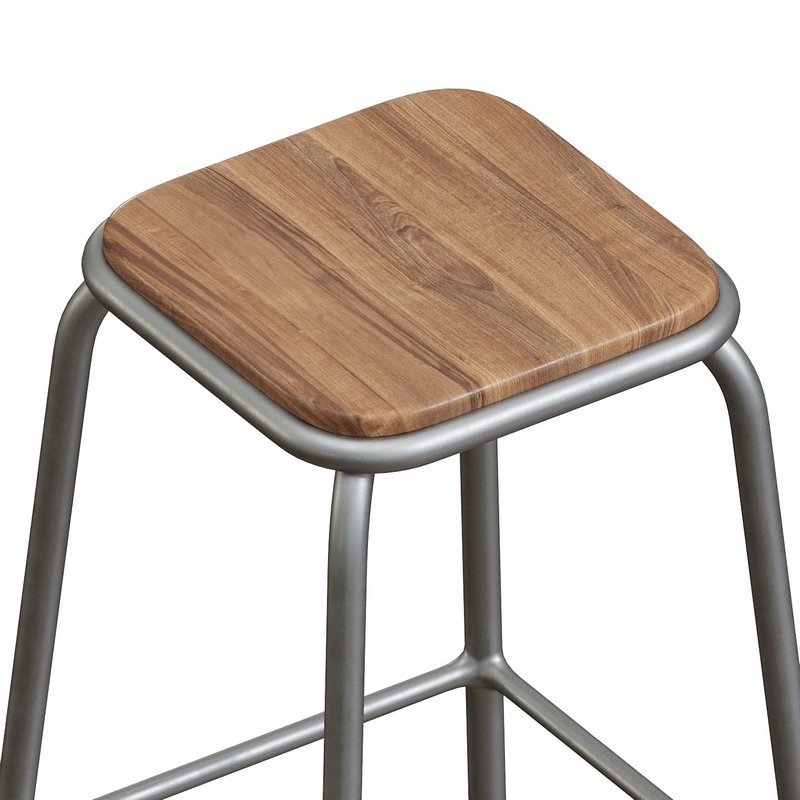 Pedro Bar Stool Raw Varnish Walnut 65cm 3d model Buy Download 3dbrute