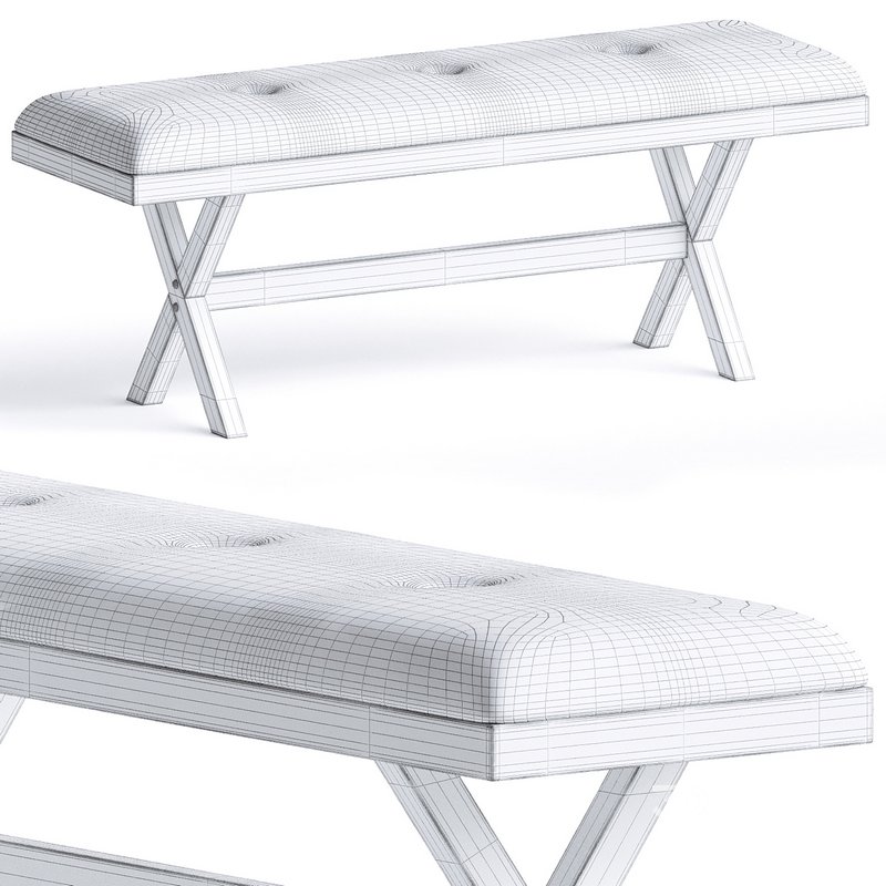 Raelyn Polyester Upholstered Bench - Download -3d Models Free -3dbrute
