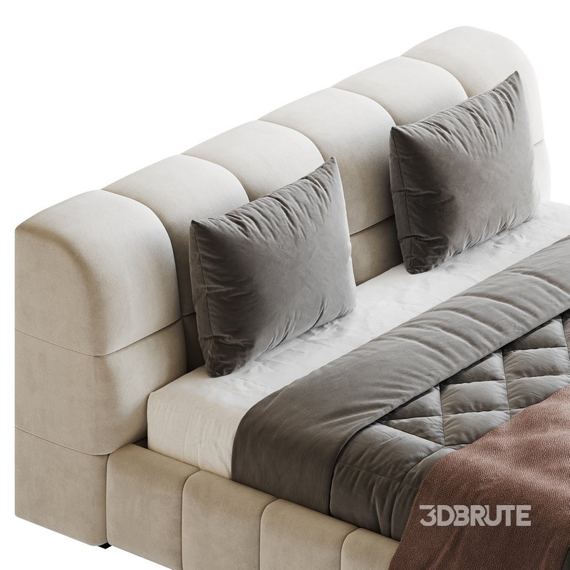 Upholstered Grey Modern Bedroom Bench 3d model Buy Download 3dbrute