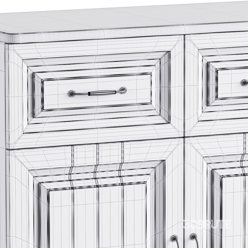 White Wooden Buffets 3d model Buy Download 3dbrute