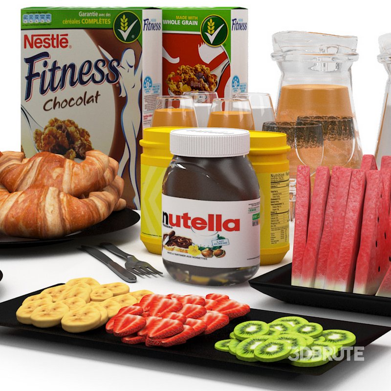 Breakfast set 01 3d model Buy Download 3dbrute