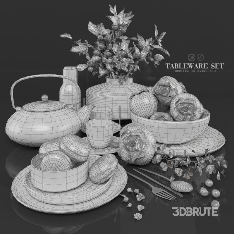 tableware set - Download -3d Models Free -3dbrute