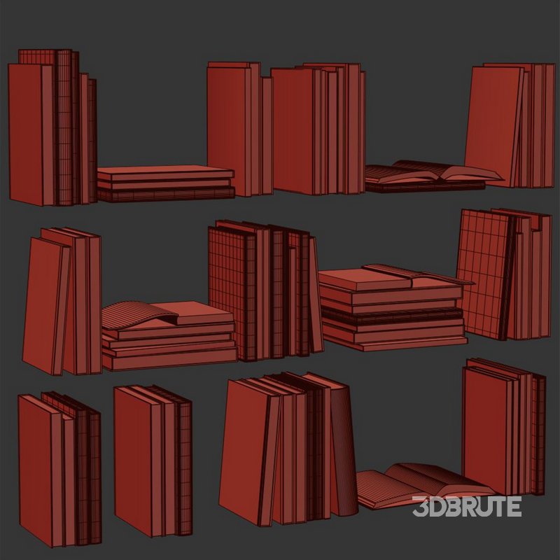 Set of Books V3 3d model Buy Download 3dbrute