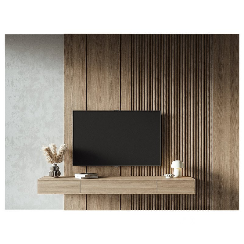 TV WALL set 002 3d model Buy Download 3dbrute